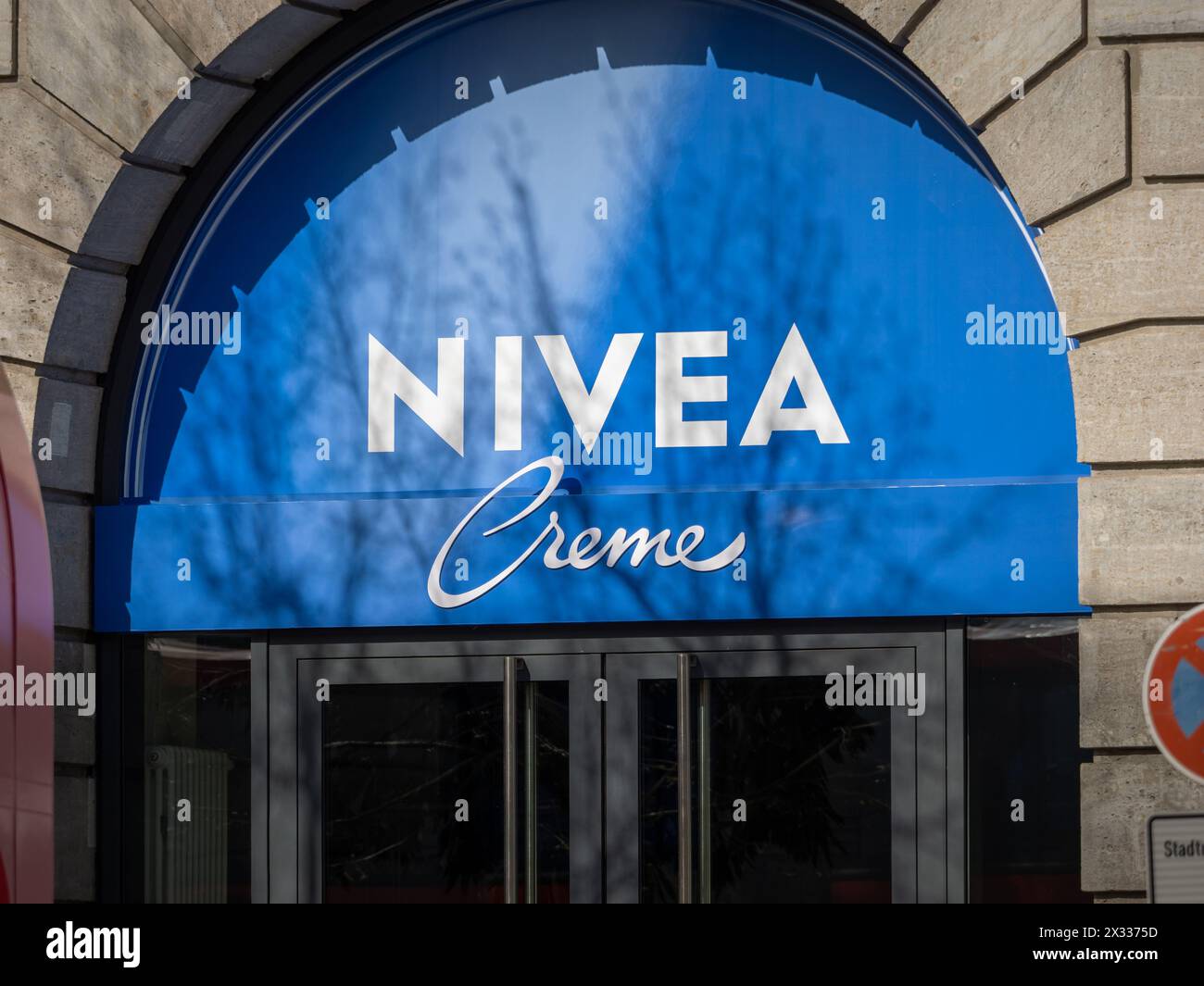 Nivea Creme logo sign on the store facade located at Unter den Linden ...