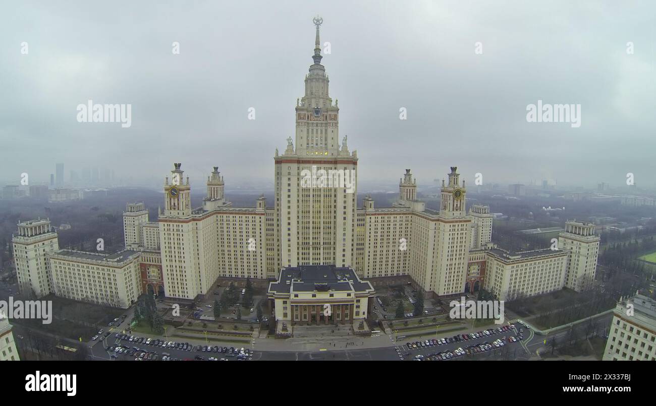 Main building of Moscow State University named after Mikhail Lomonosov ...