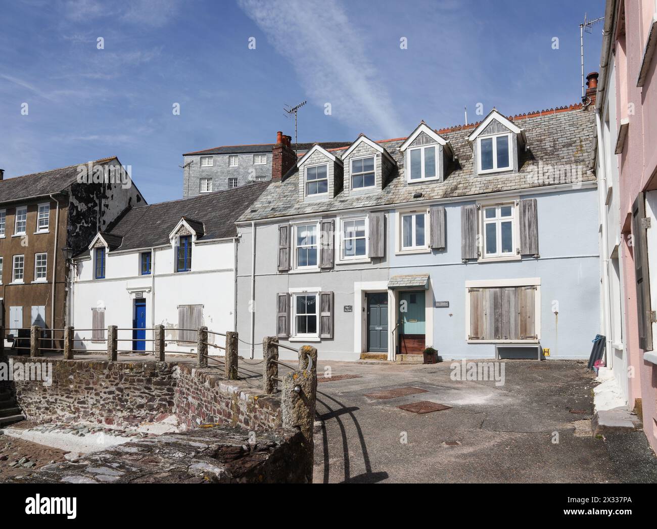 The Cleave at Kingsand on the Rame Peninsula. Some buildings still ...