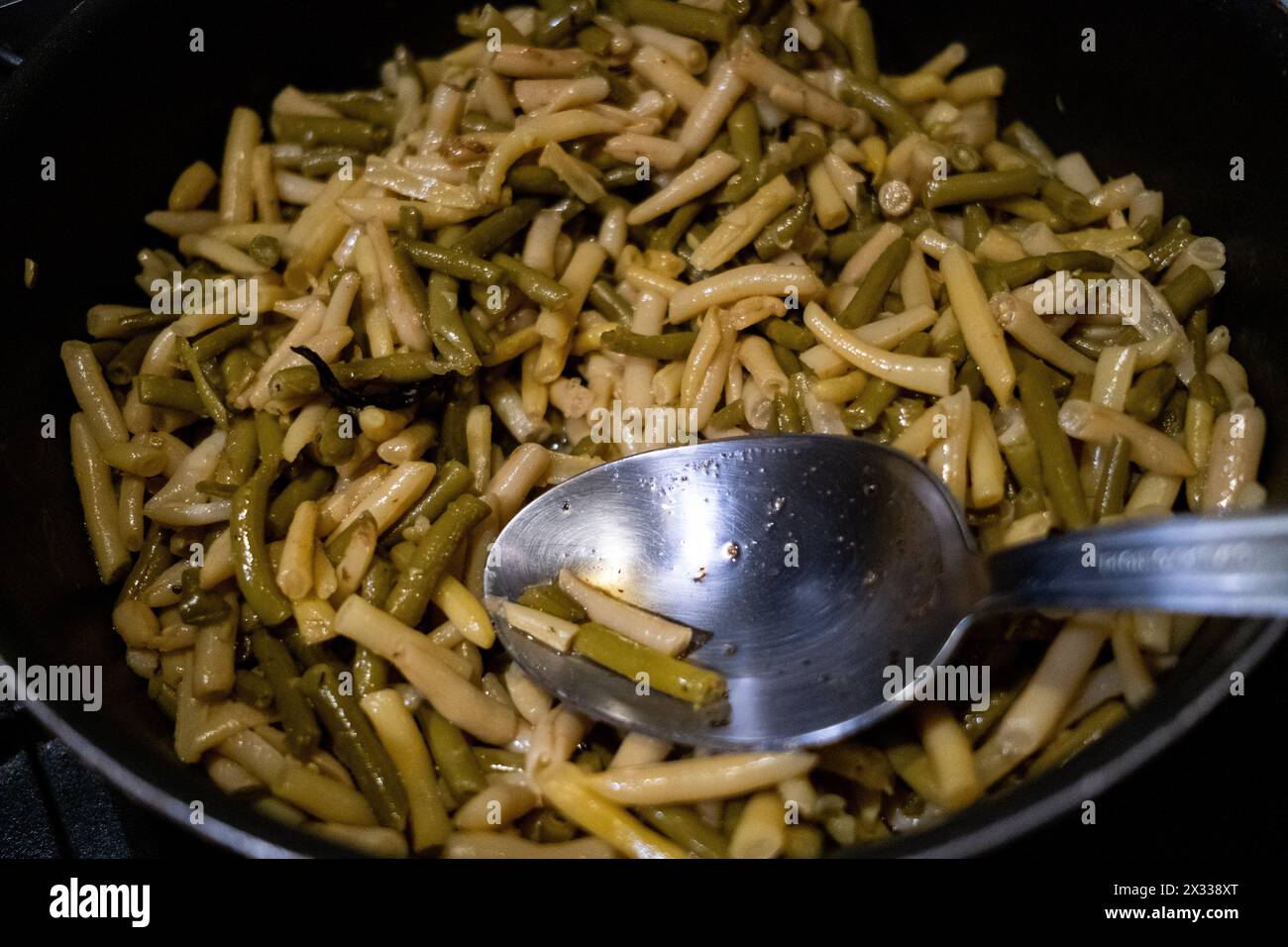 Casserole with green and white beans in Paris, capital of France on 11 ...