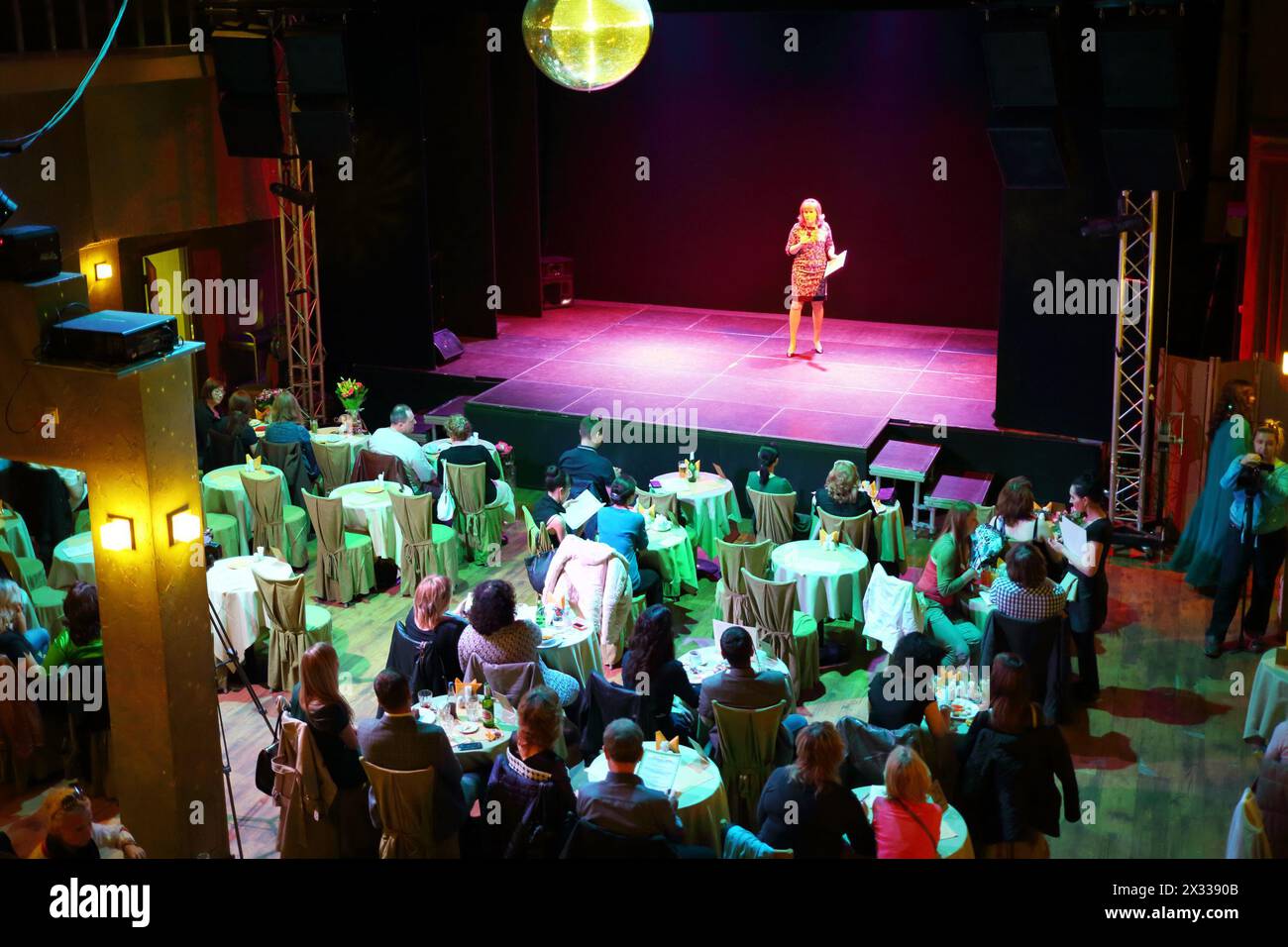 MOSCOW, RUSSIA - APR 26, 2014: Stage and auditorium in entertainment ...