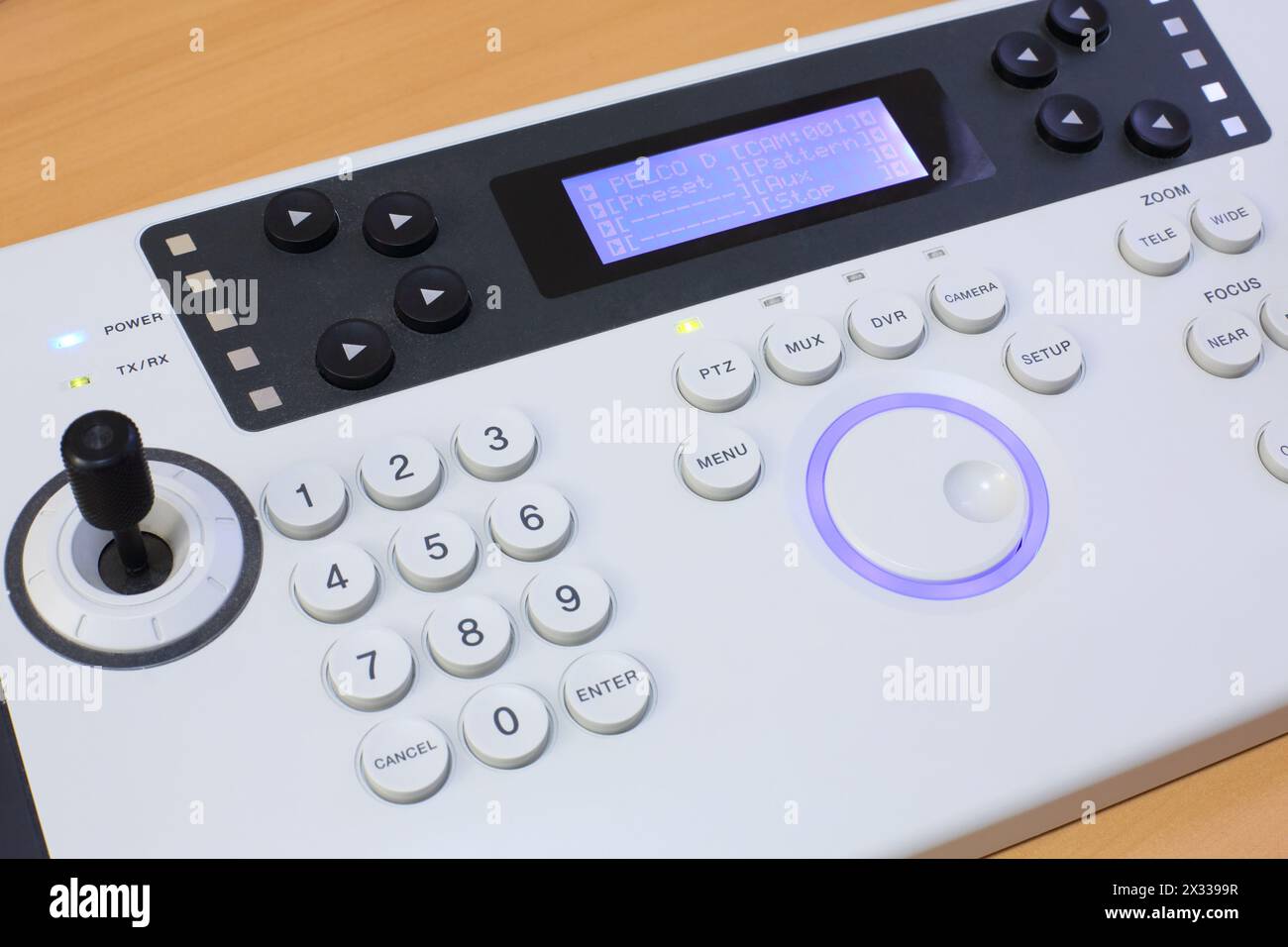 Close-up of the universal remote control with joystick and control ring ...