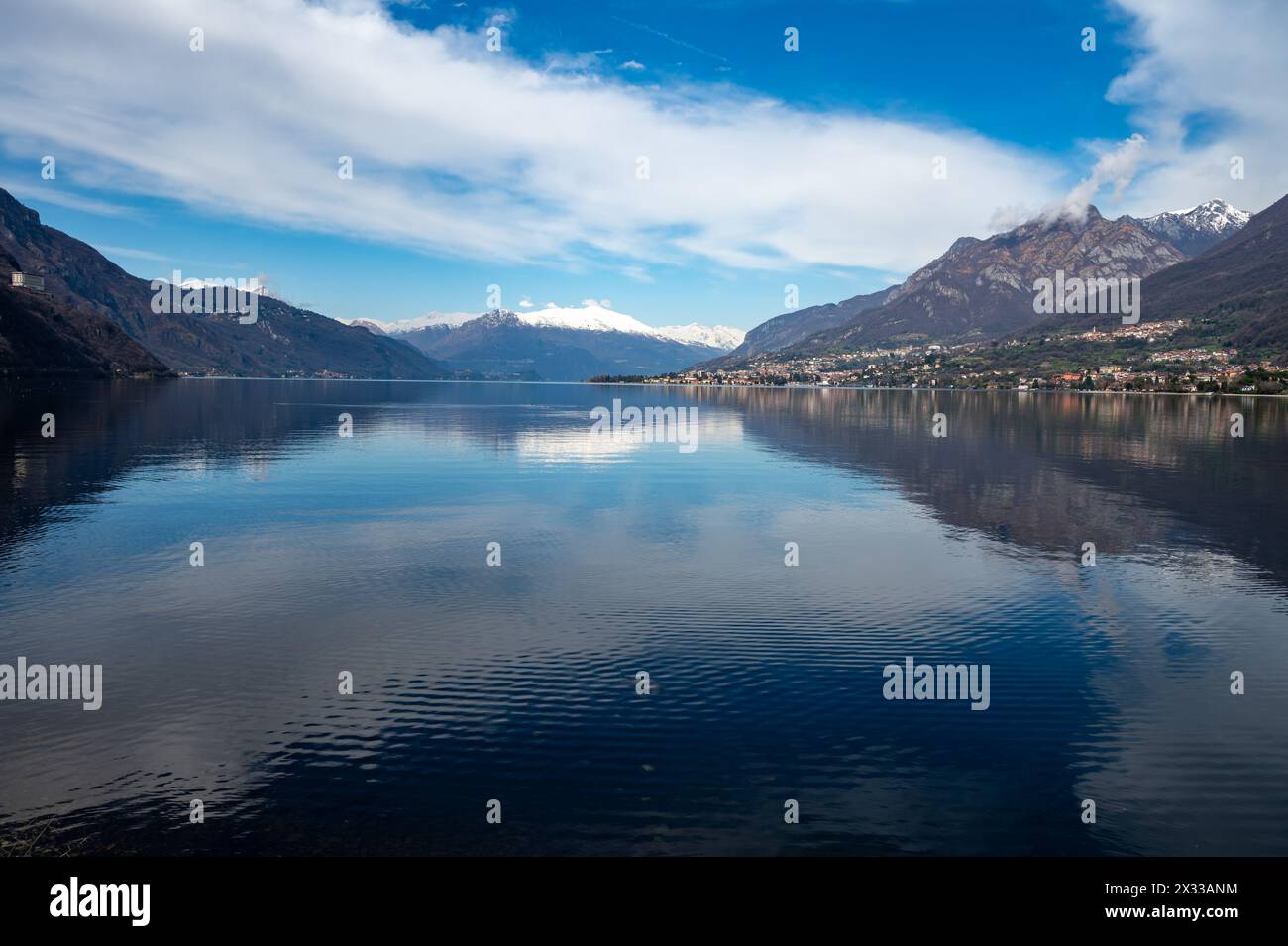 Driving car on road along shores of Lake Como in Northern Italy, spring ...