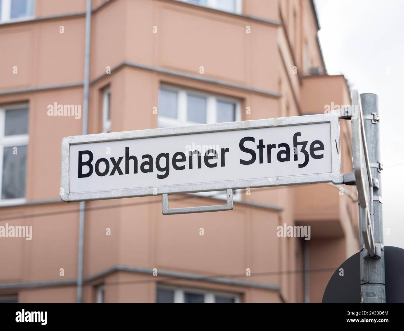 Boxhagener Straße street sign in Berlin. Road name guide at an ...