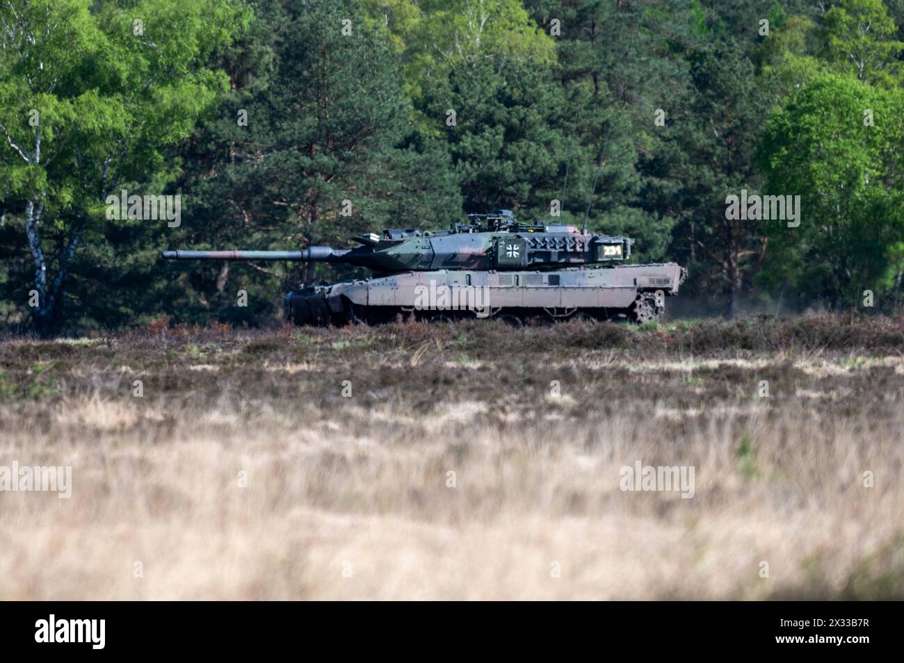 Kampfpanzer Leopard 2 A7 im Gelaende, Bundespraesident Frank-Walter STEINMEIER besucht die ...