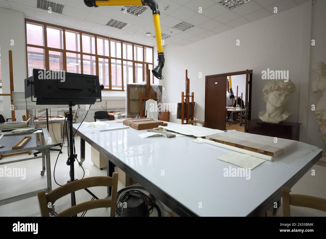 RUSSIA, MOSCOW - 18 MAY, 2015: Light restoration room with famous ...