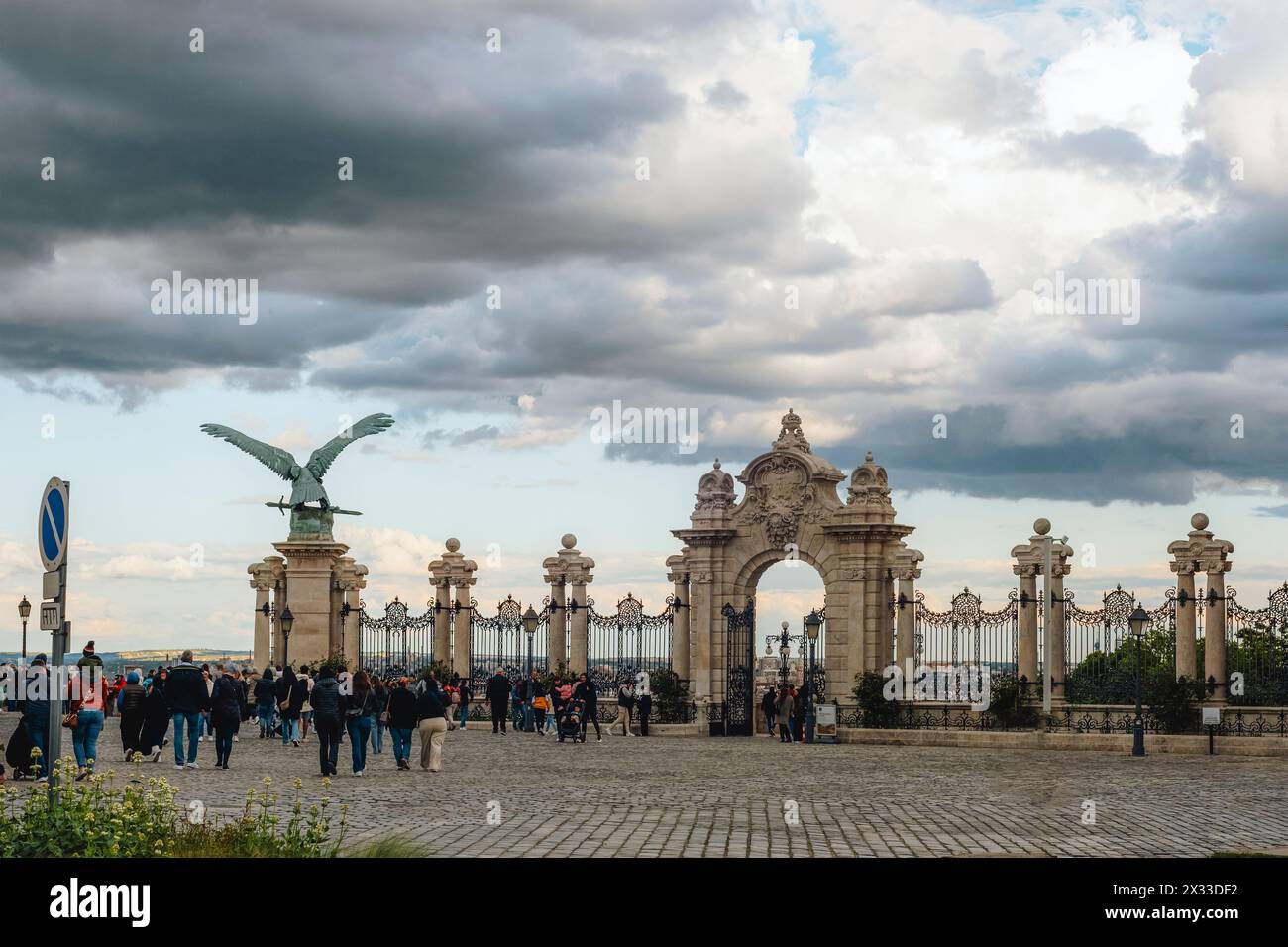 The Turul Bird Statue at the gate entrance to the Royal Palace and ...