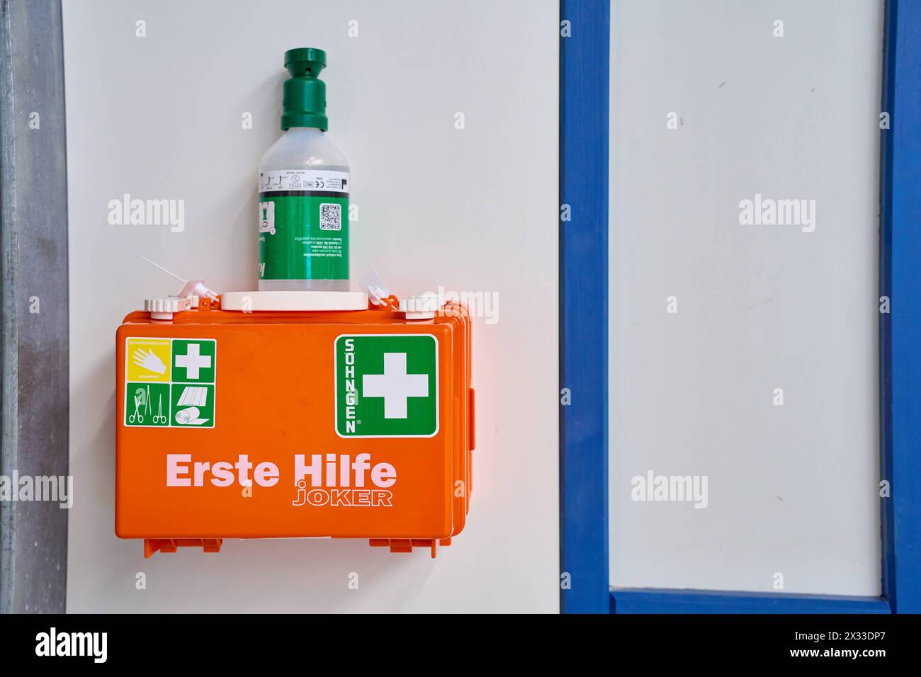 Augsburg, Bavaria, Germany - April 24, 2024: First aid kit in a factory ...