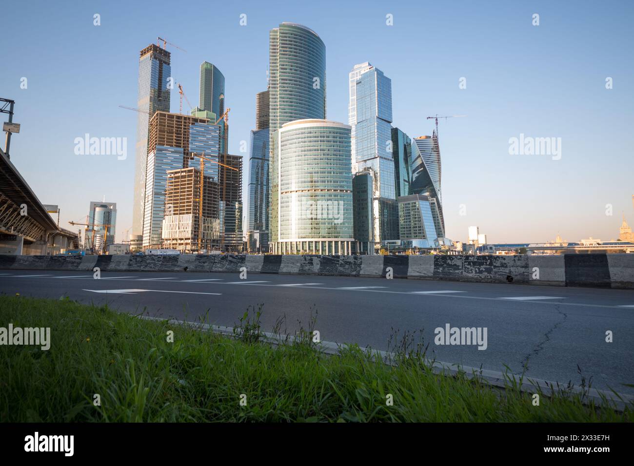 Cityscape of construction Moscow City complex at the evening Stock ...