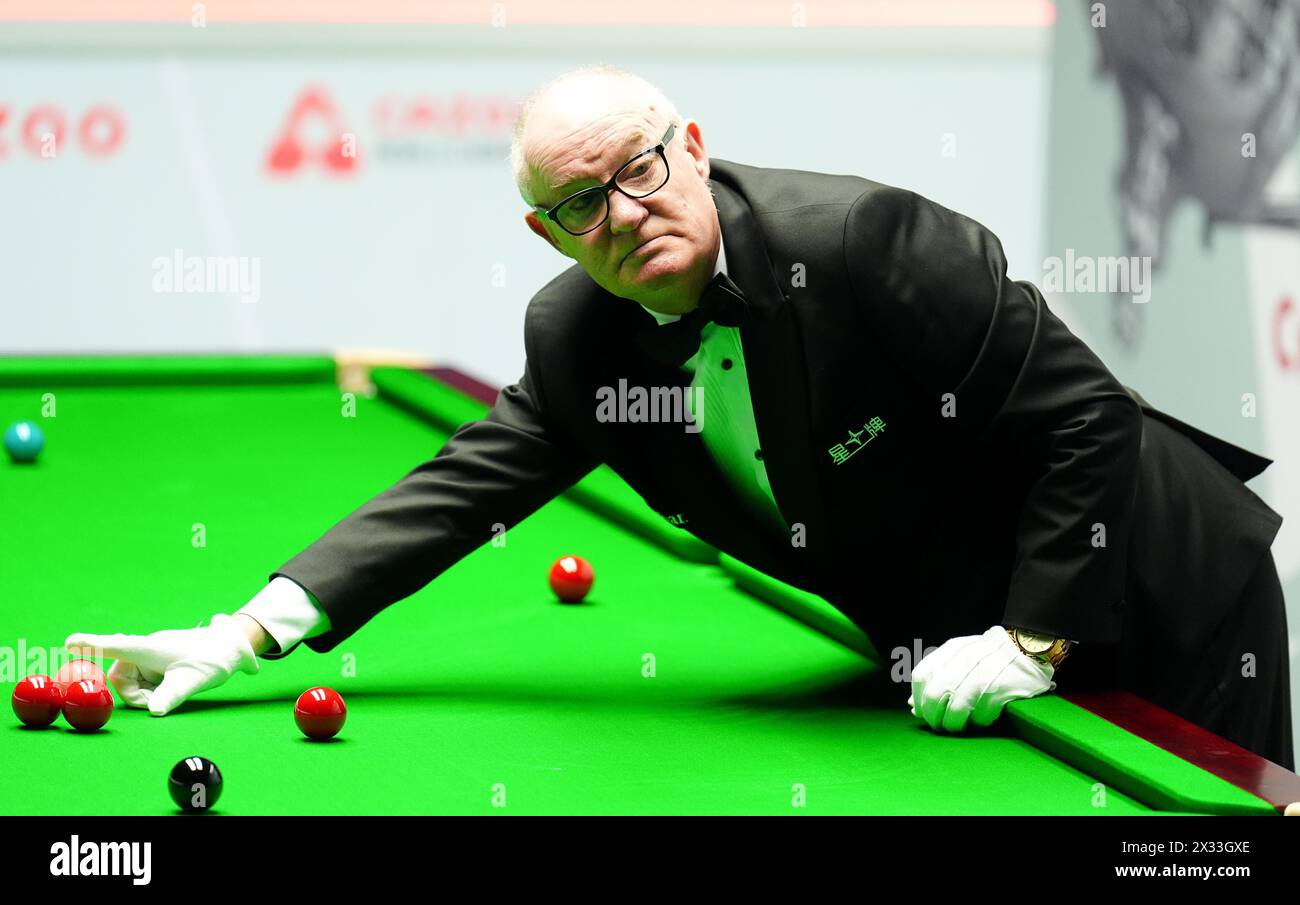 Snooker referee Leo Scullion during a match between Ronnie O'Sullivan ...
