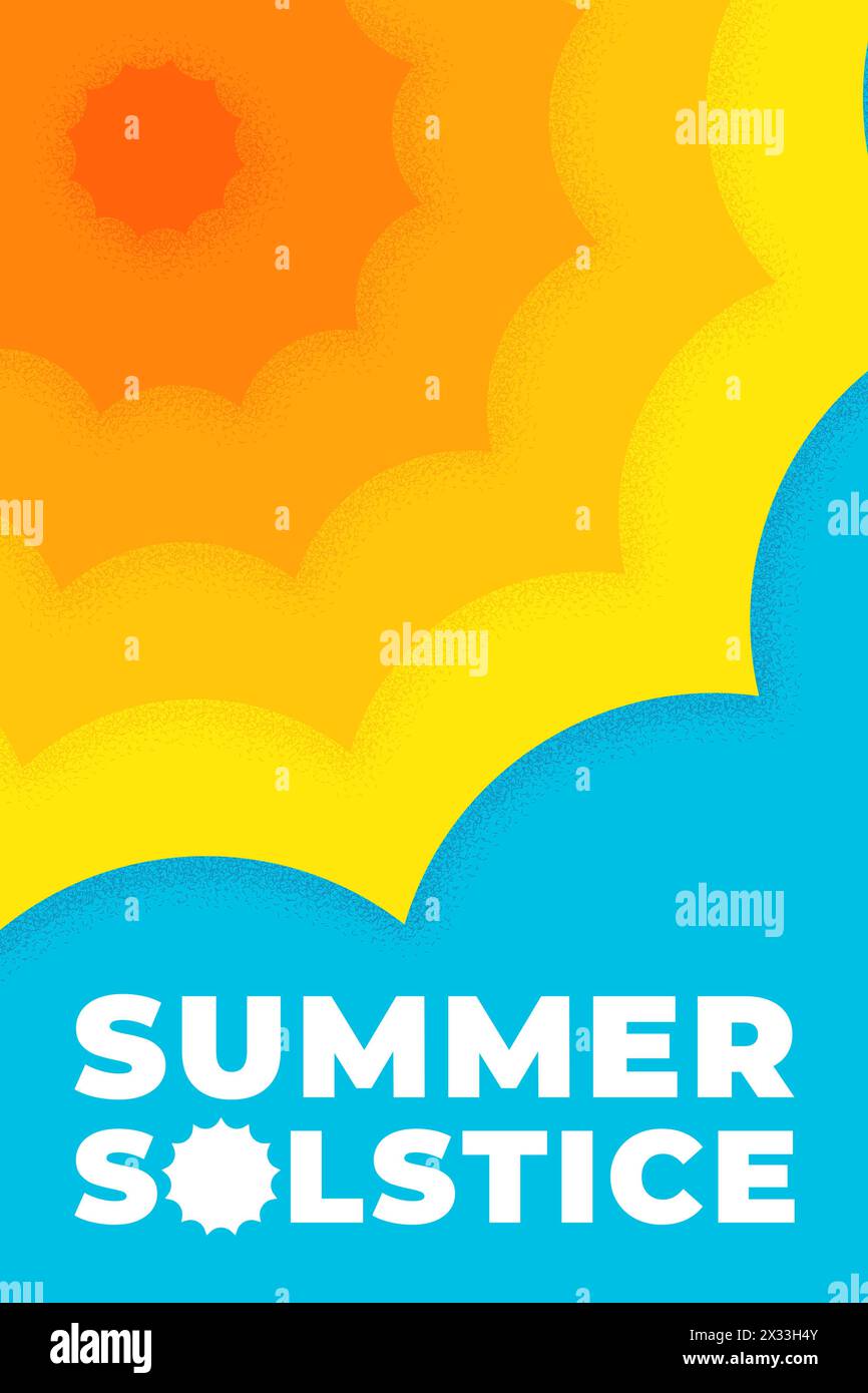 Abstract retro minimal summer solstice poster. Bright sun equinox ...
