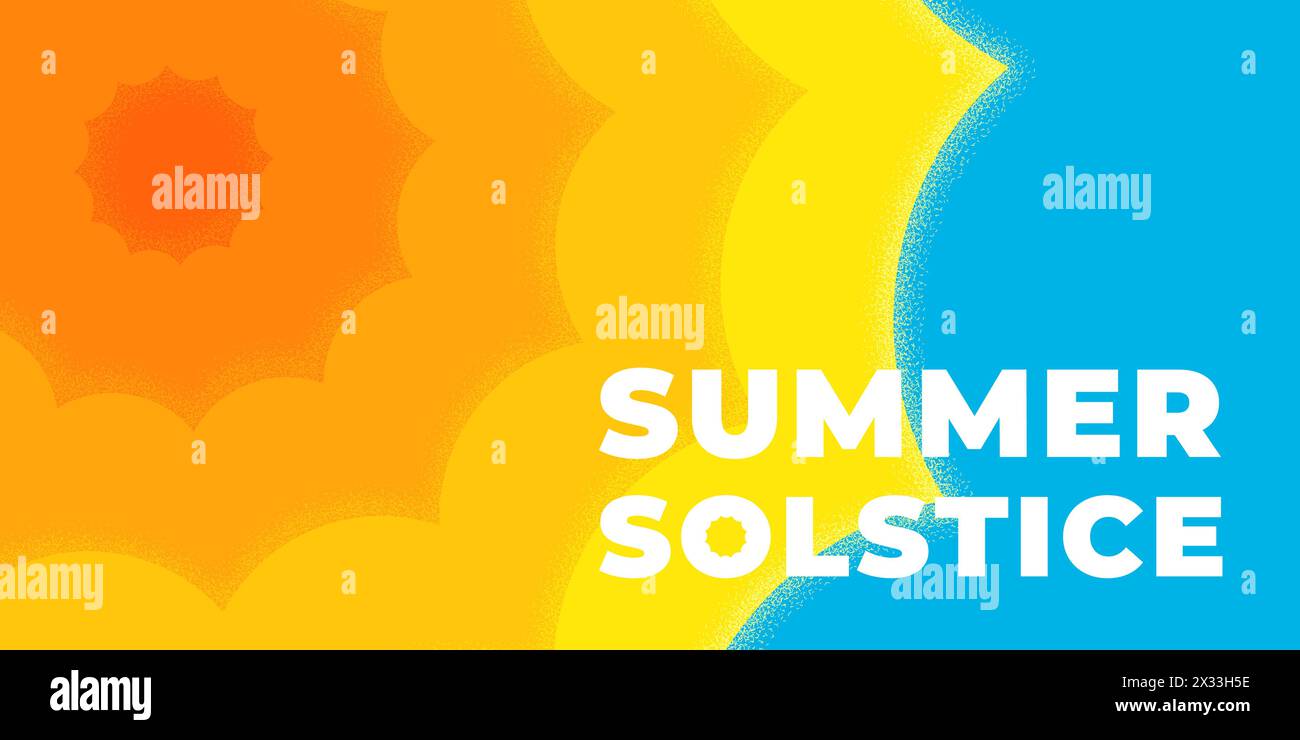 Abstract retro minimal summer solstice horizontal banner. Bright sun ...