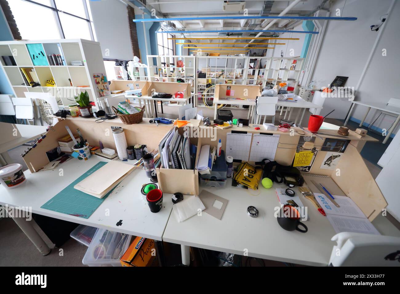 RUSSIA, MOSCOW – 07 DEC, 2014: Empty workshop in British high school of ...