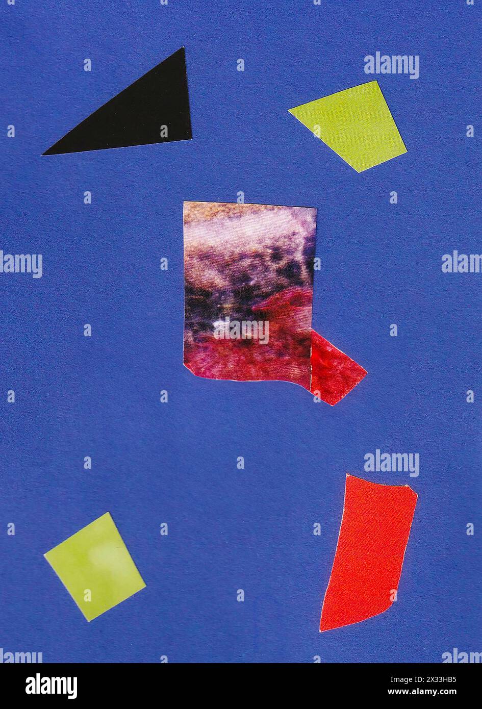 blue collage with the addition of colored paper Stock Photo - Alamy