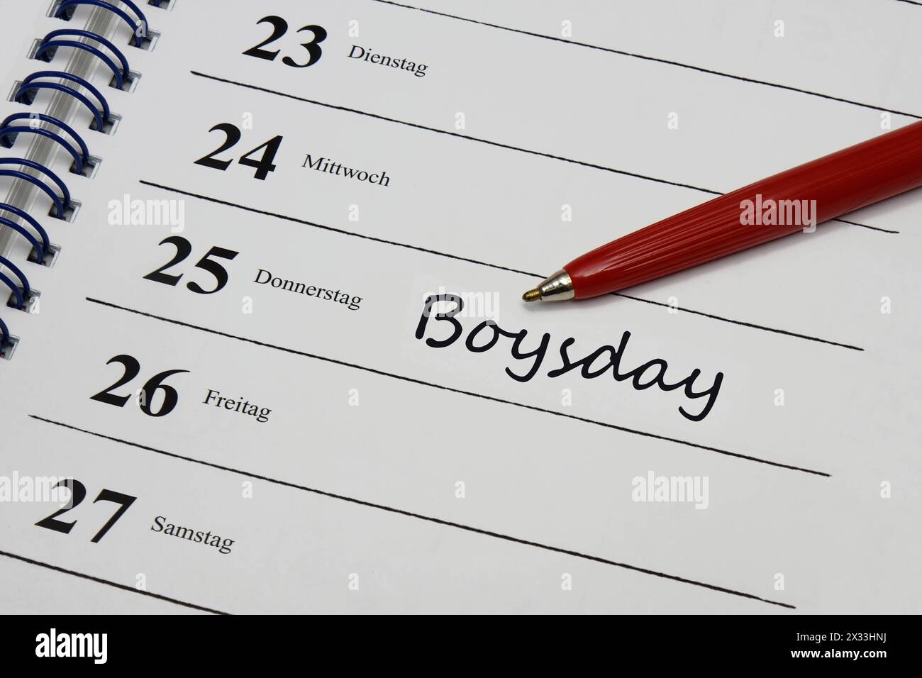 Schriftzug Boysday in einem Kalender Schriftzug Boysday in einem ...