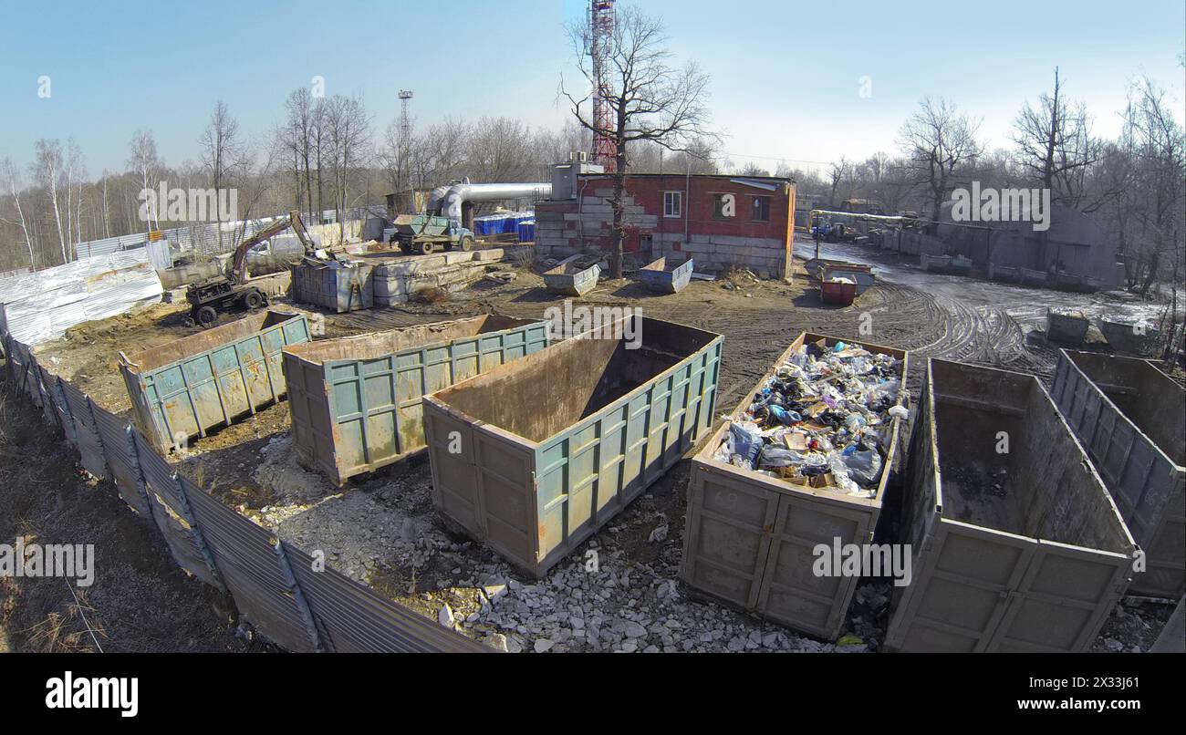 Aerial view of the trash containers on the one of yard Stock Photo - Alamy