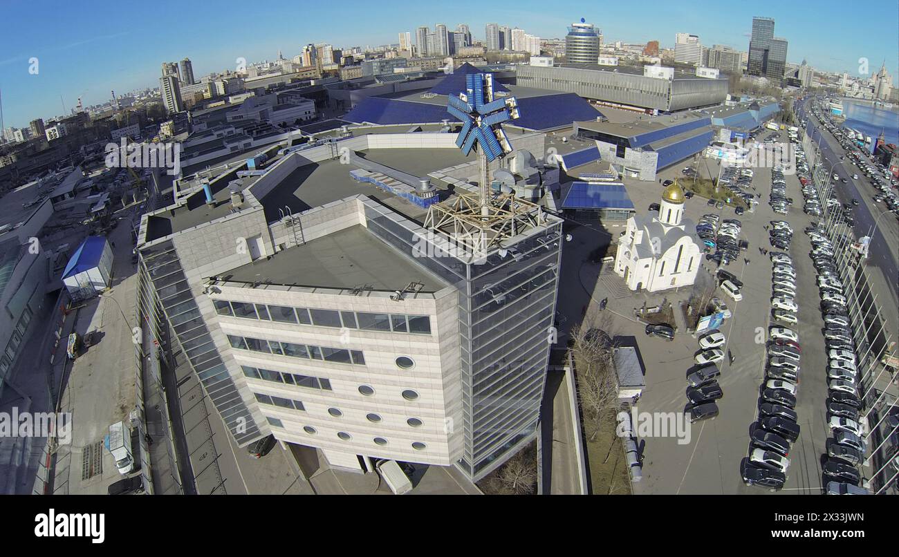 MOSCOW, RUSSIA - MAR 12, 2013: Cityscape with Expo Center exhibition ...