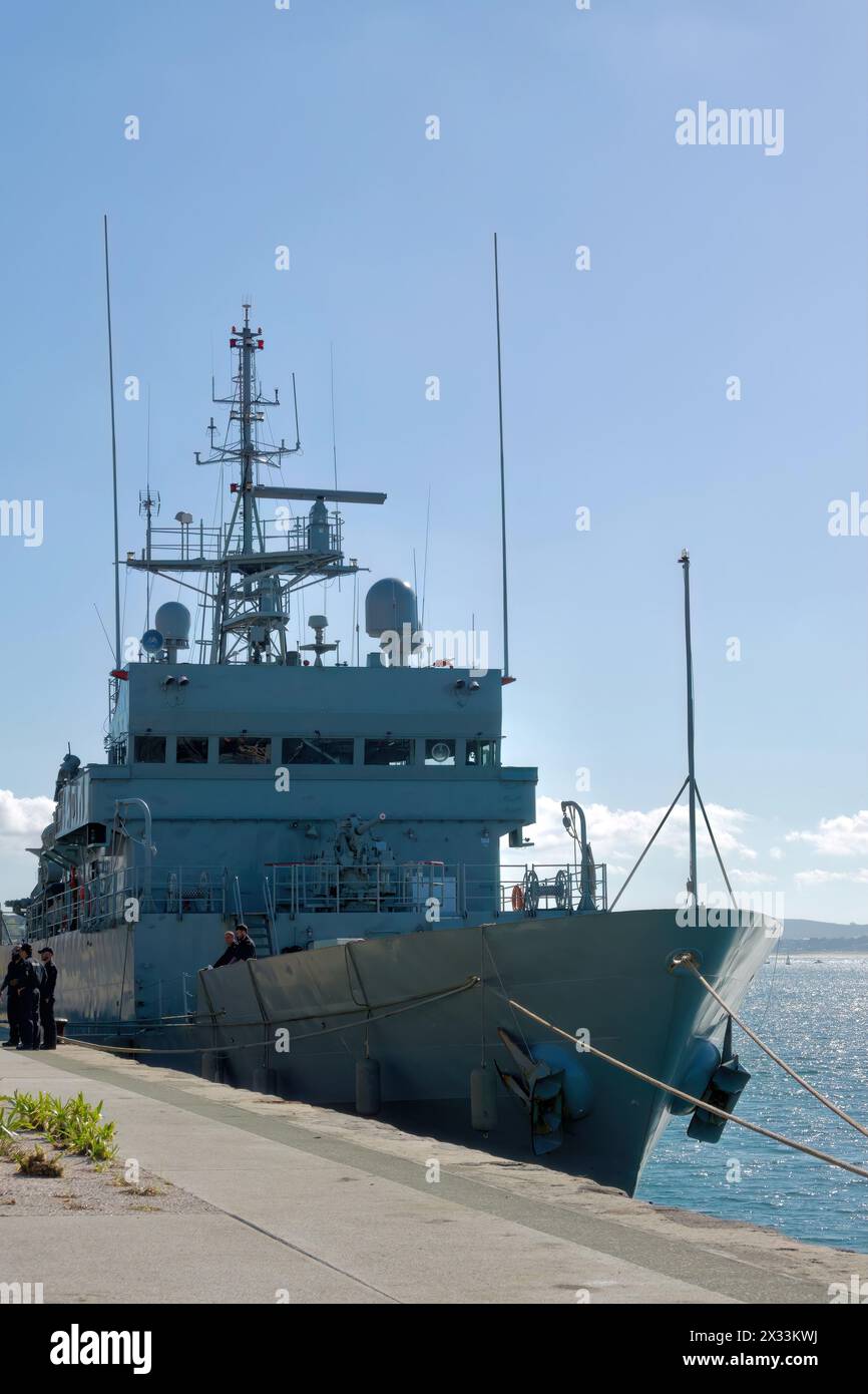 Spanish navy Serviola class patrol boat Atalaya P74 moored in the bay for a public open day ...