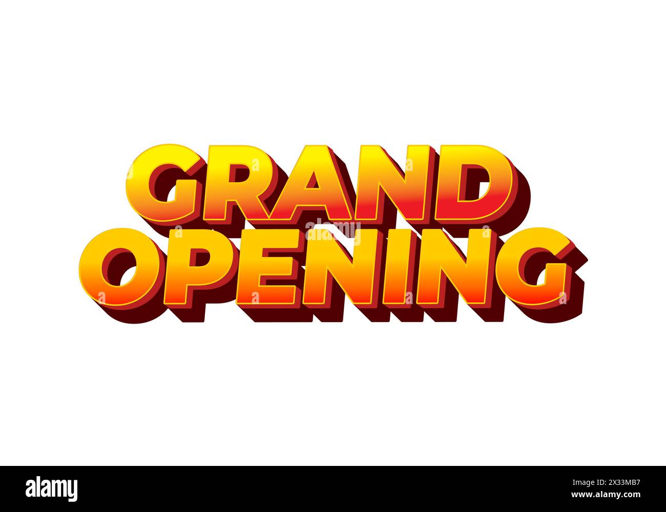Grand opening. Text effect design in yellow red color with 3 dimension ...