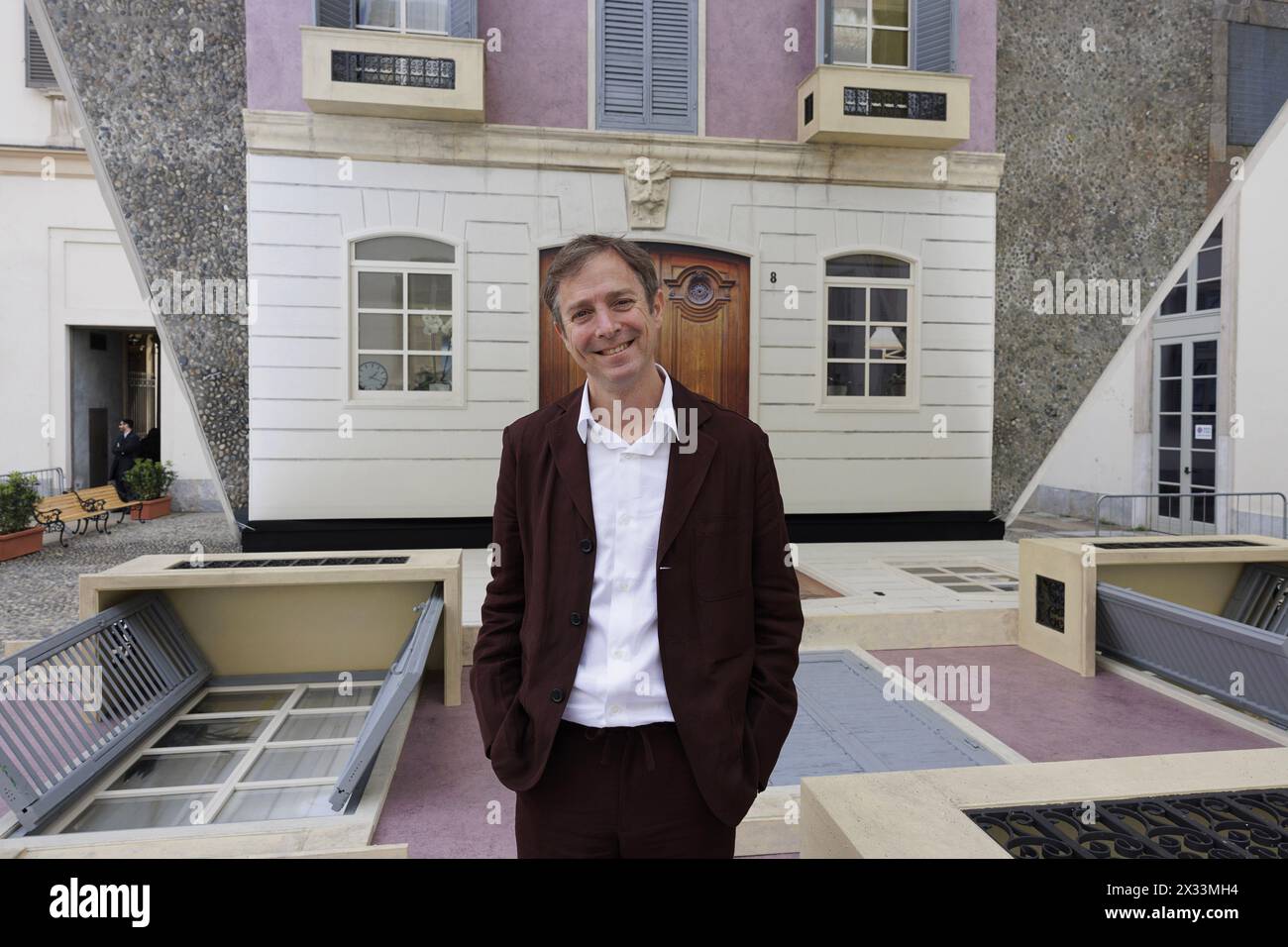 Portrait of Leandro Erlich (artist) in his artwork ‘Batiment’ at the ...