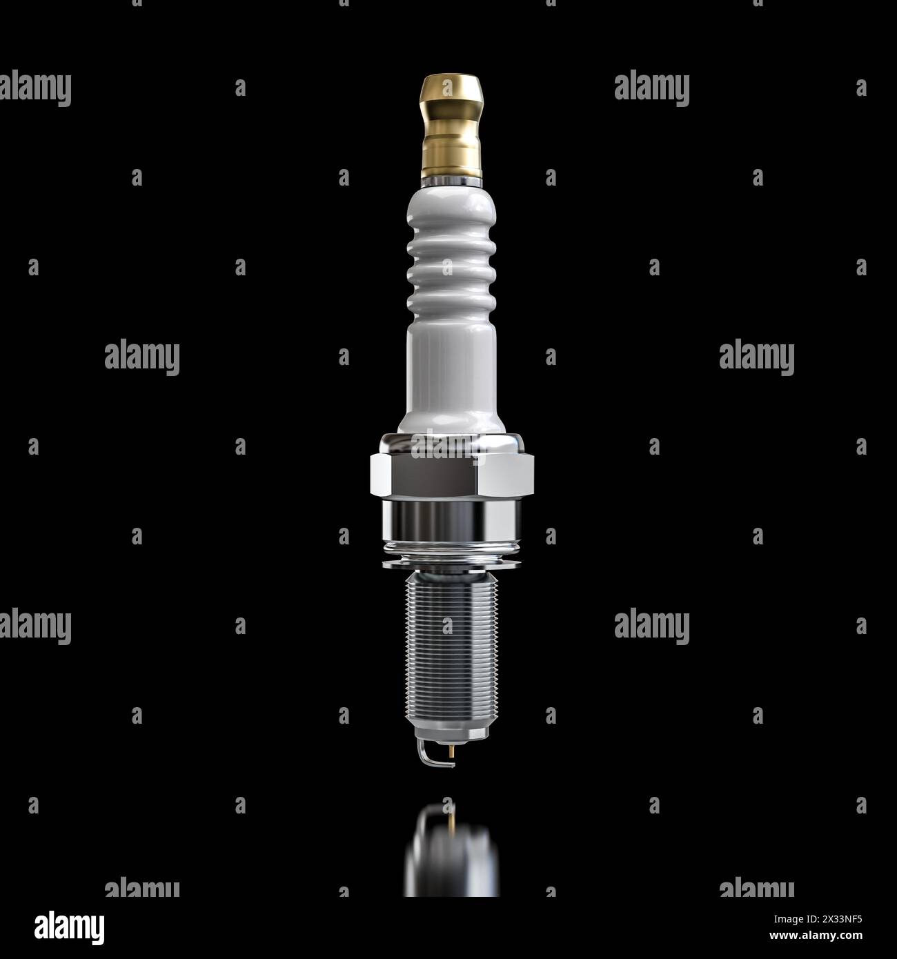 Spark plug isolated on black background 3d render Stock Photo - Alamy