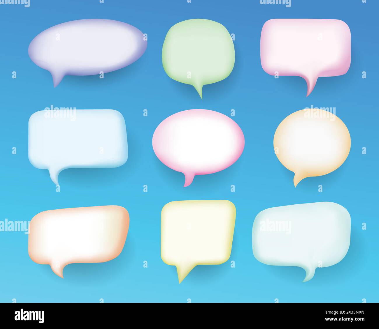 Set of 3D speech bubbles with pastel colors Stock Vector Image & Art ...