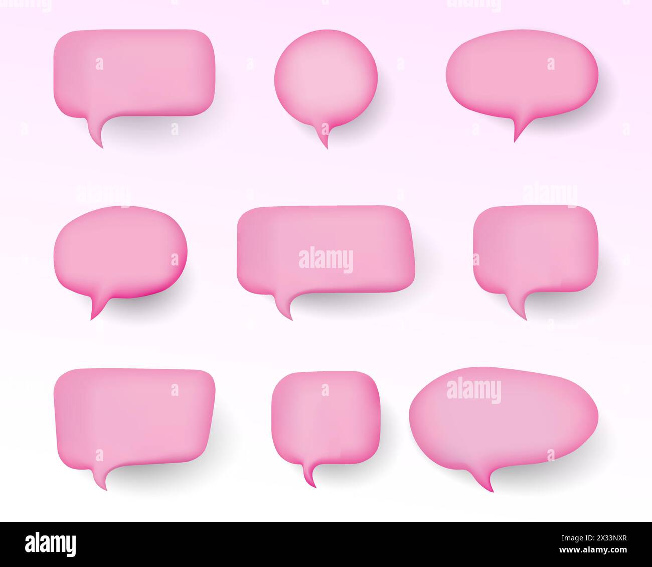 Set of pink speech bubbles with 3D effect Stock Vector Image & Art - Alamy
