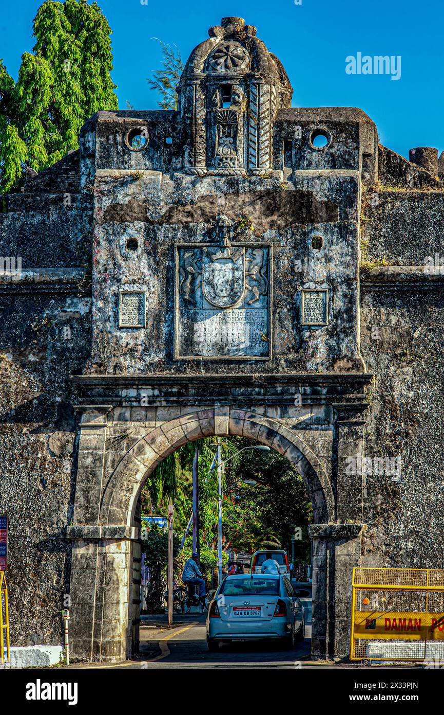 05 25 2011 Vintage Old Moti daman fort Entrance Gate union territory ...