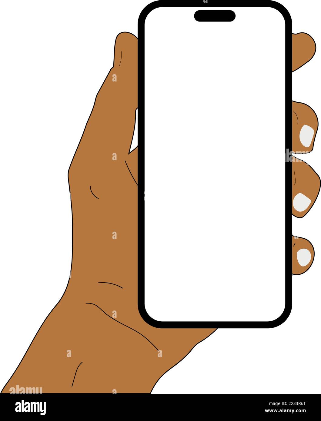 a phone in a hand on a transparent background in vector format Stock ...
