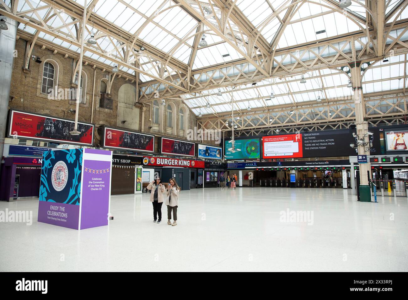 An electric board displays some information on the industrial action at ...