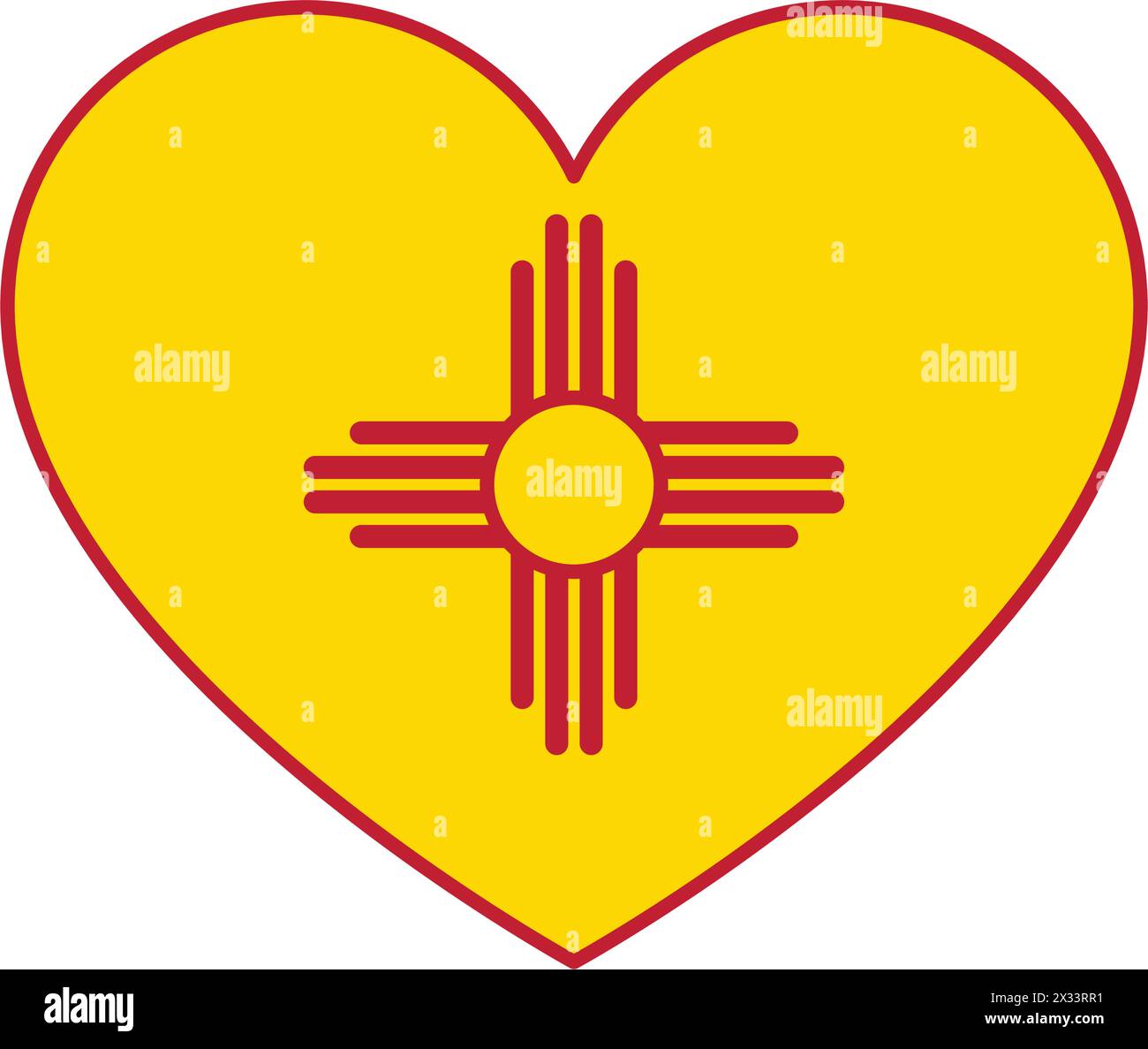 New Mexico Sc State Flag In Love Heart Shape Symbol Vector Isolated On
