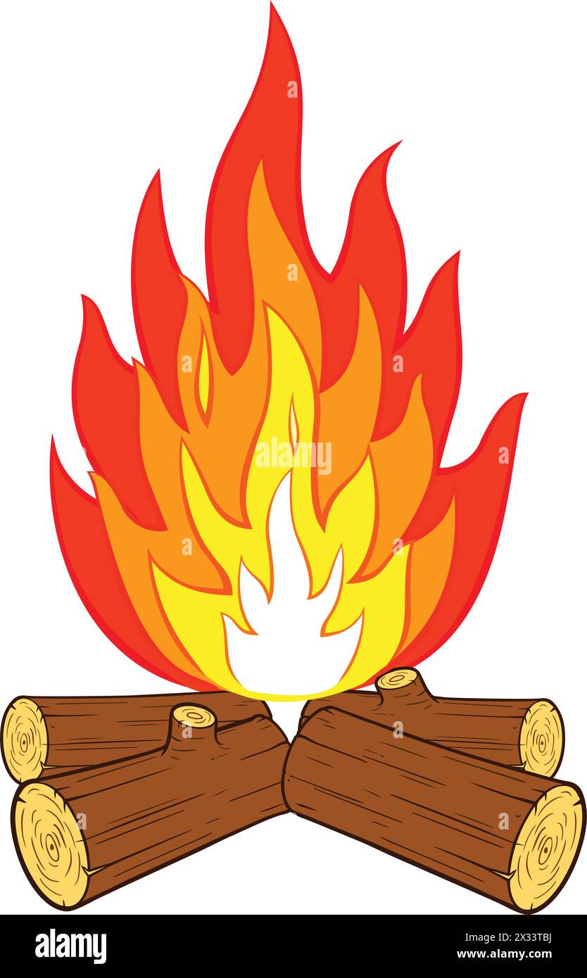 campfire fire simple cartoon drawing symbol icon vector isolated on ...