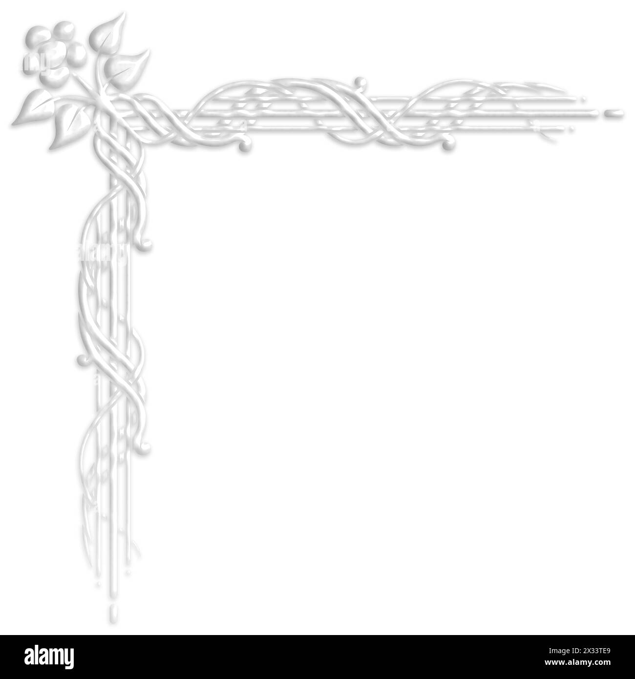 Art Deco style illustration creating a corner with leaves and flowers ...