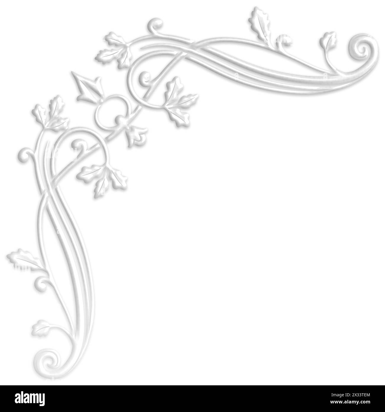 Art Deco style illustration creating a corner with oak leaves that look ...