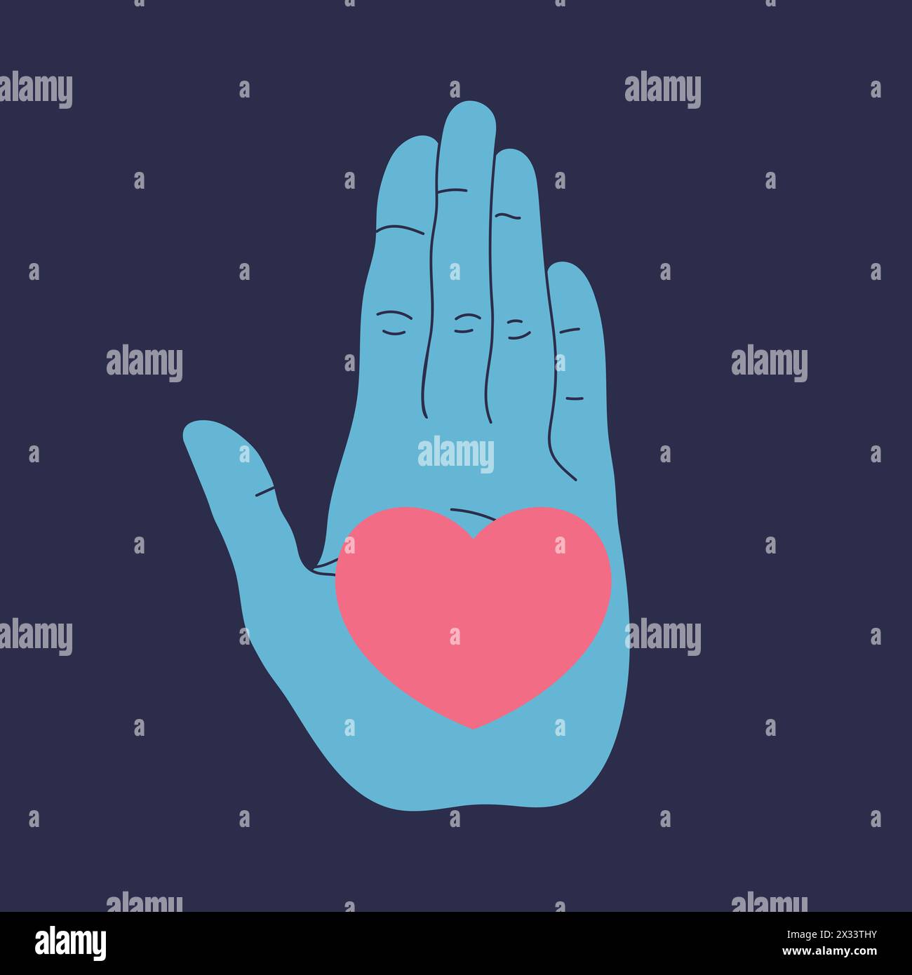Heart on open palm sign. Heart on hand. Vector illustration Stock ... Heart on open palm sign. Heart on hand. Vector illustration Stock ...