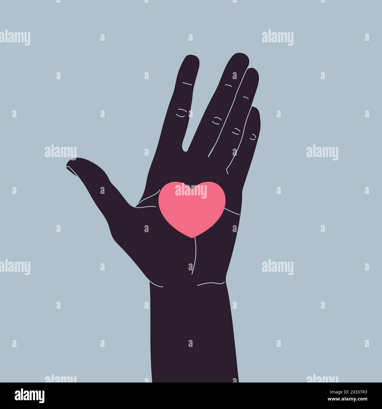 Hand holding a heart on open palm. Vector illustration Stock Vector ...
