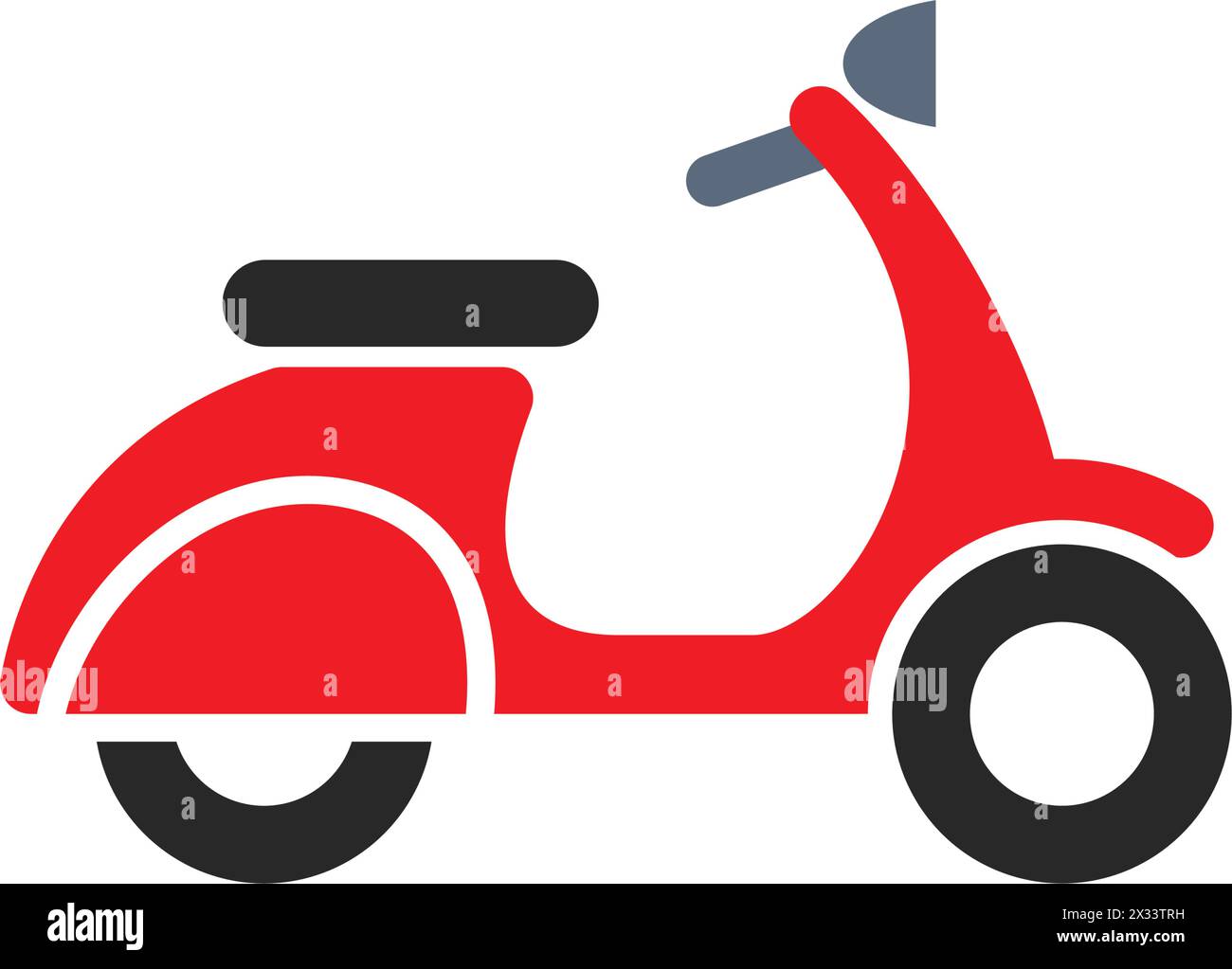 simple red scooter moped motorcycle motorbike silhouette side view icon ...