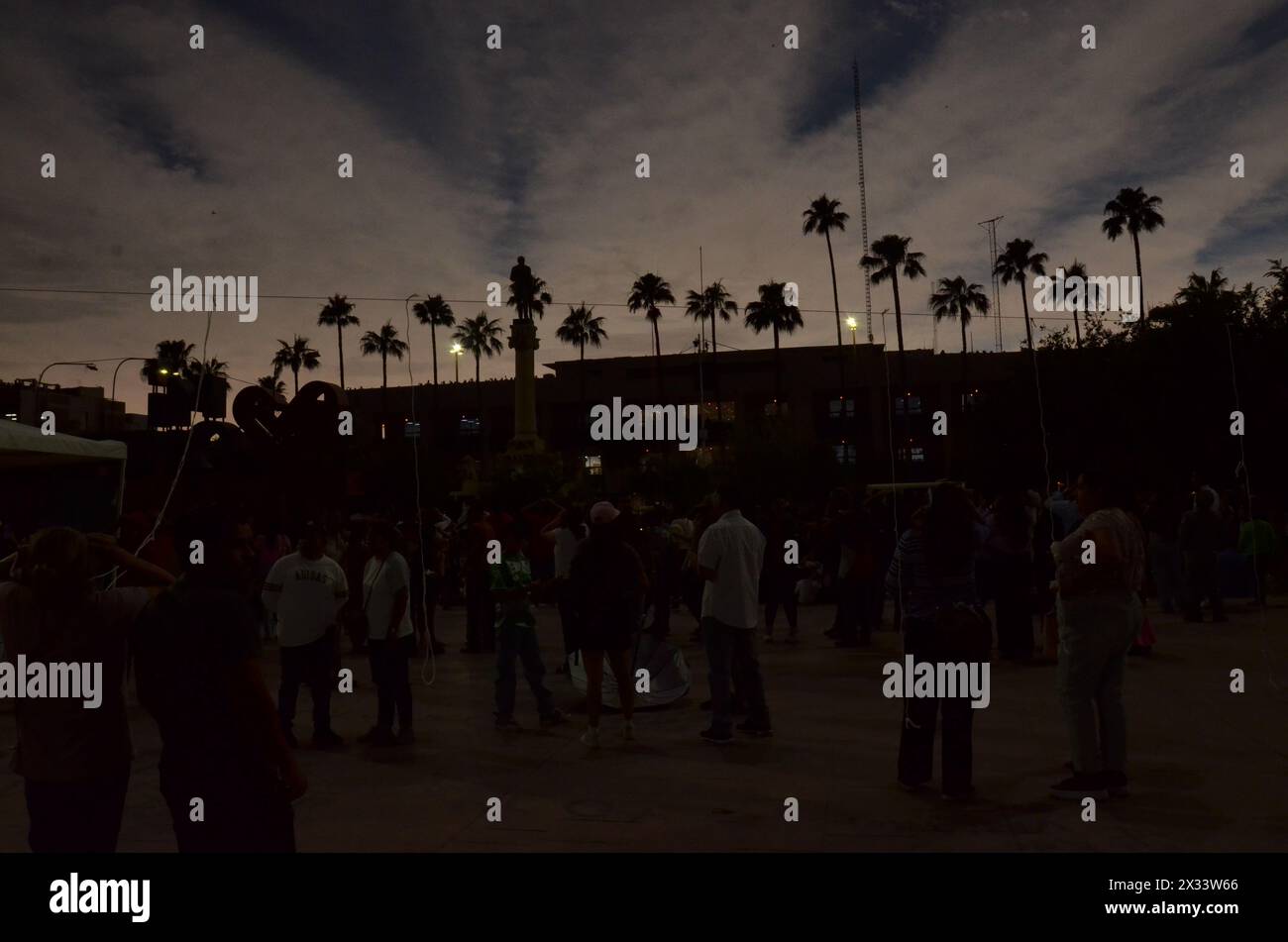 TORREON, COAHUILA, MEXICO; April 8 2024 Crowd at the total solar eclipse event in Torreon ...