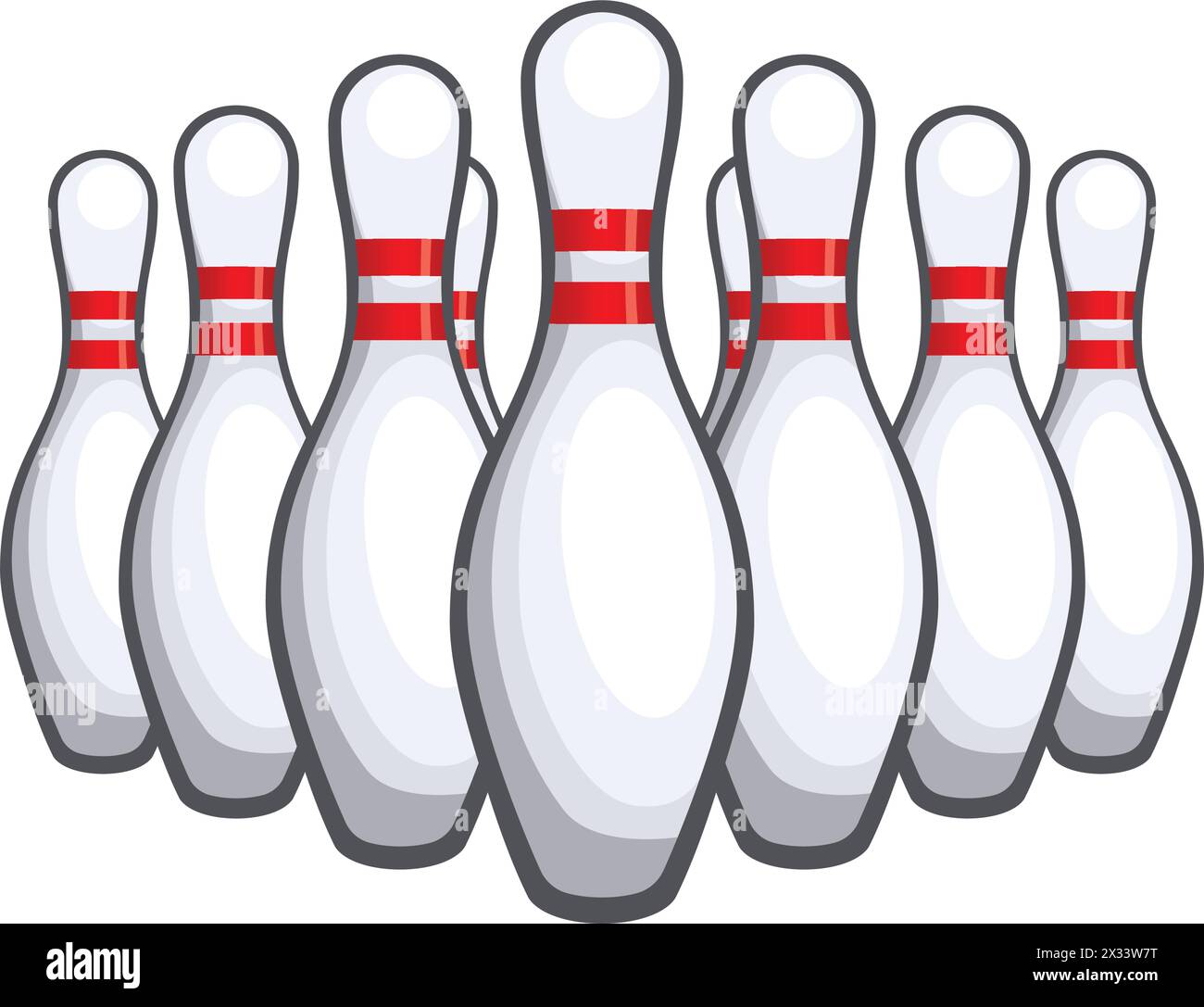 classic simple cartoon ten pin tenpin bowling pins group set up in formation icon vector ...