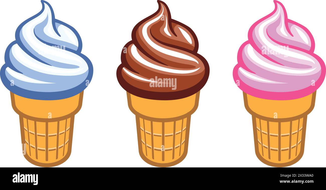 simple fun cartoon soft serve brown choc chocolate whaite vanilla pink ...