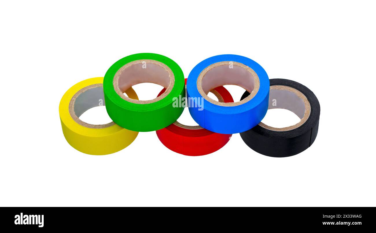 Insulating Tape isolated on white background. Set of different colors ...