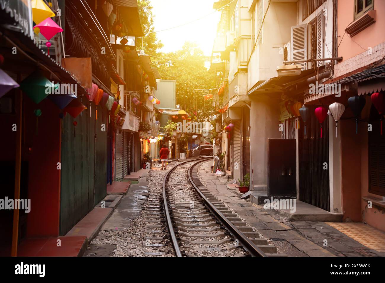 Train street in Hanoi, Vietnam, landmark and tourism destination Stock ...