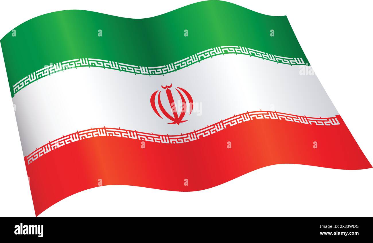 iranian flag of iran flying waving flowing silk vector isolated on transparent background Stock ...