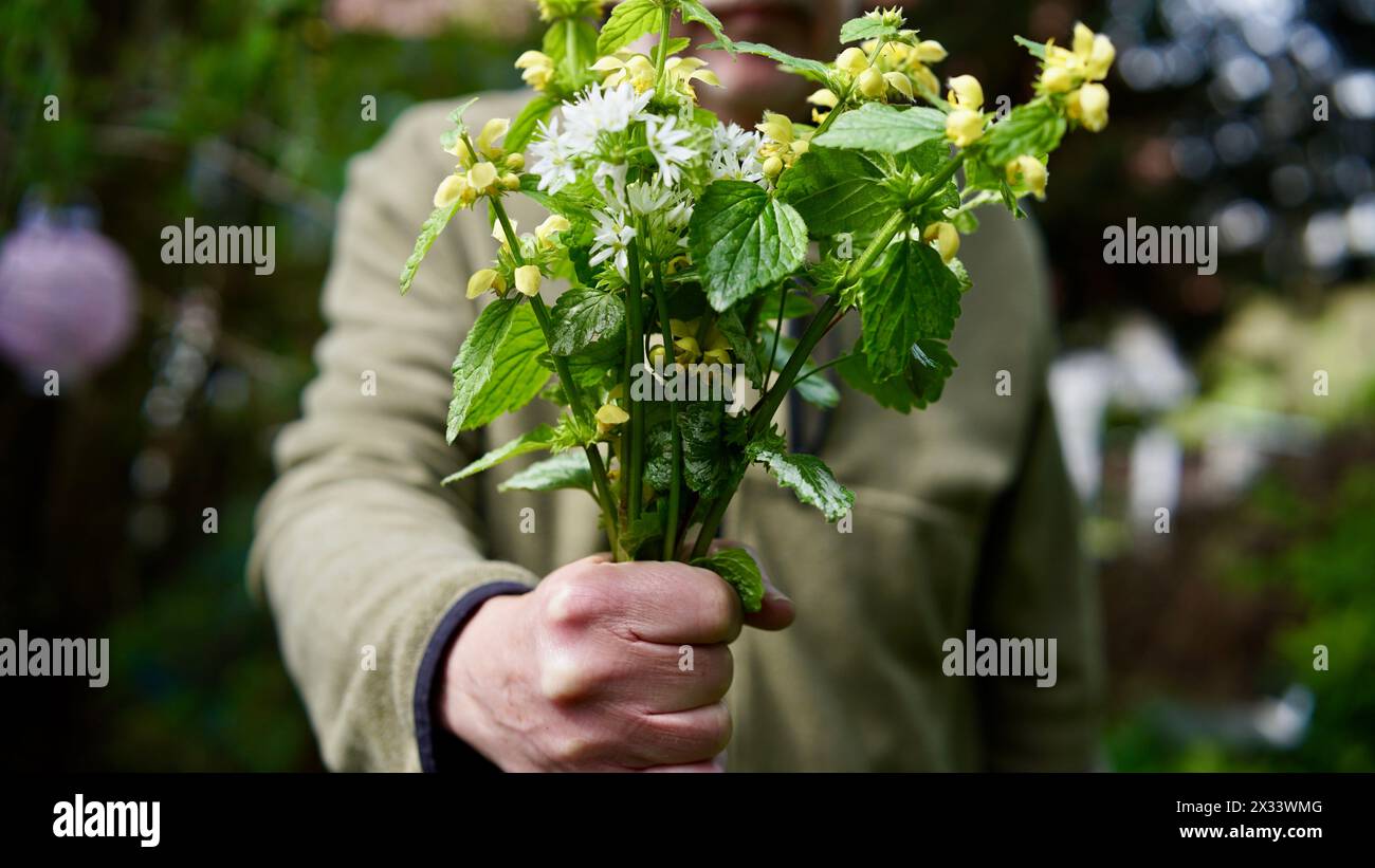 Man hand with flowers hi-res stock photography and images - Alamy