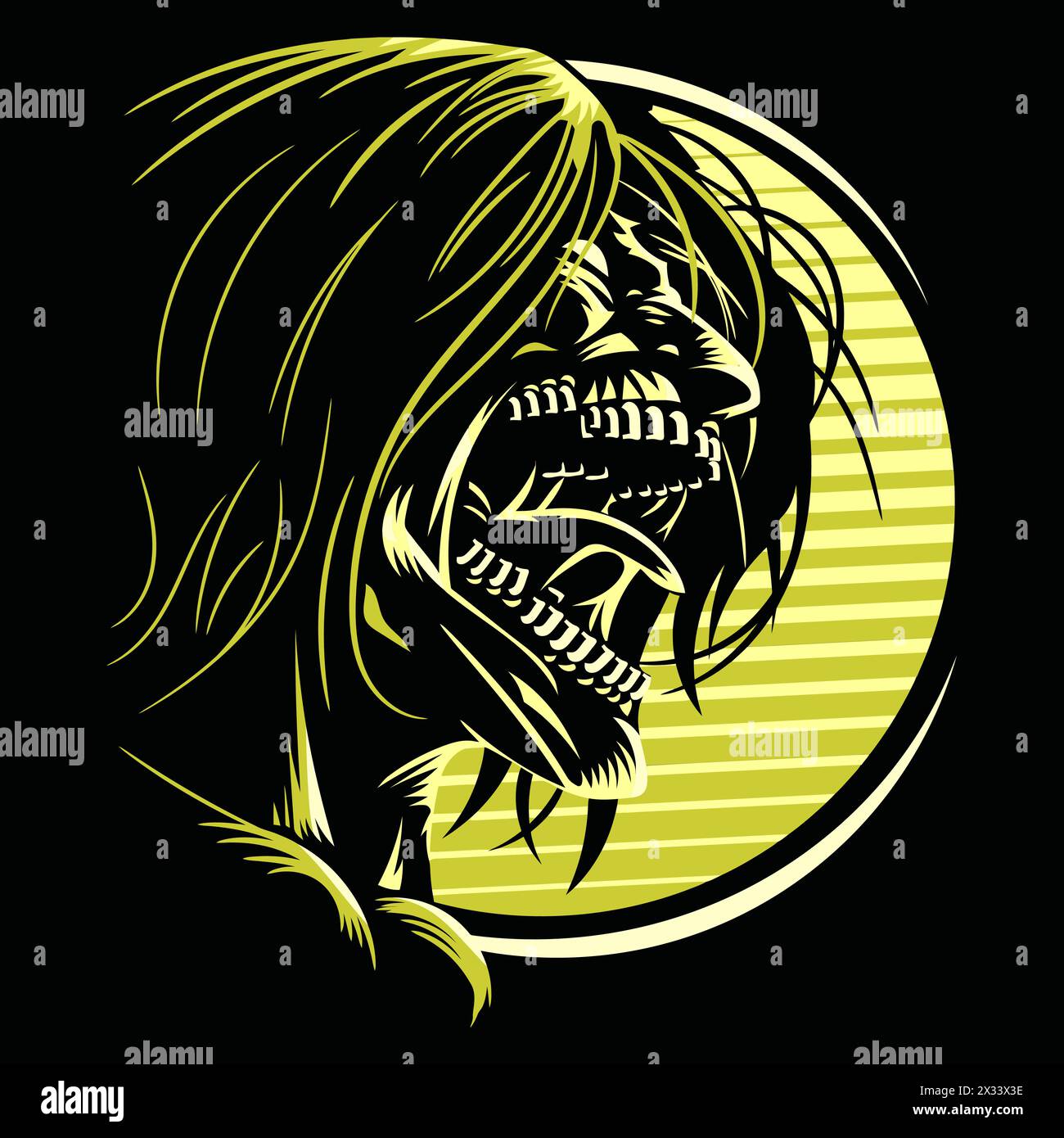 Attack on titan anime eren yeager angry expression vector illustration ...