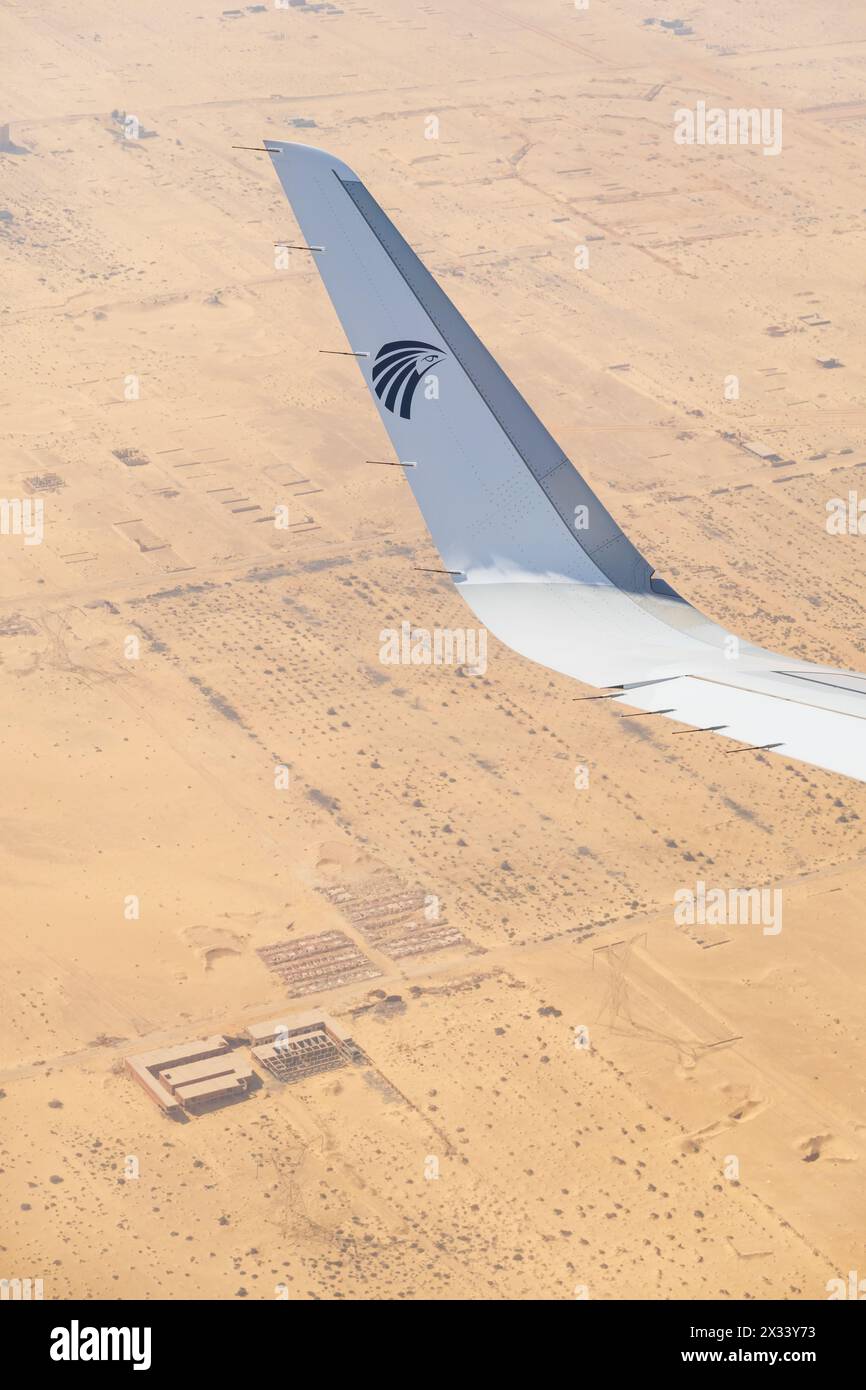 Egyptair, Egyptian Airlines A320 Neo wingtip with logo over the Sahara ...