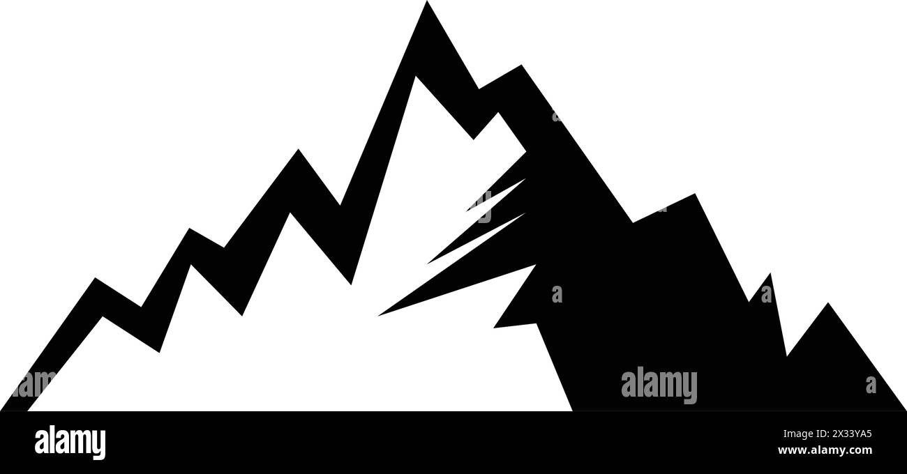Mountain icon silhouette vector symbol of rock hills design element in ...