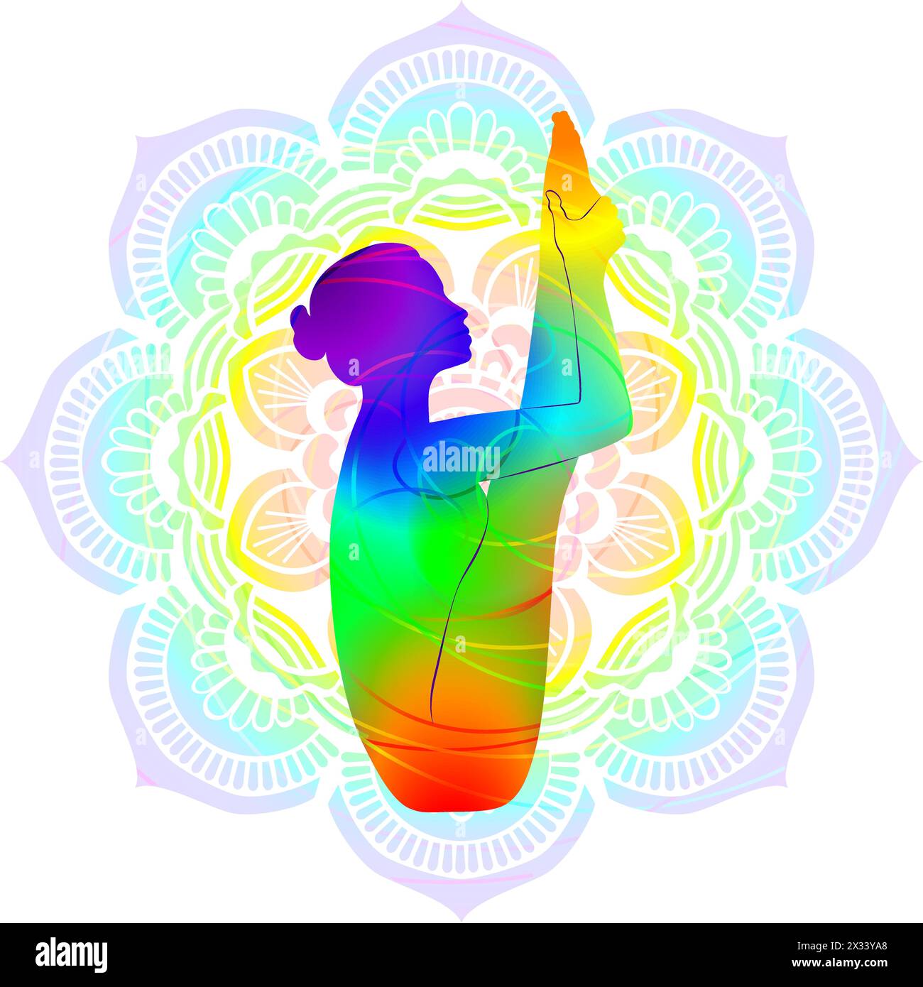 Colorful silhouette of woman practicing Urdhva Mukha Paschimottanasana ...
