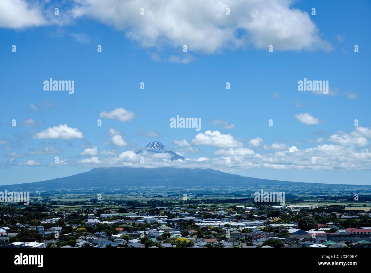 View from the Hawera Water Tower to Mt Taranaki, North Island, New ...