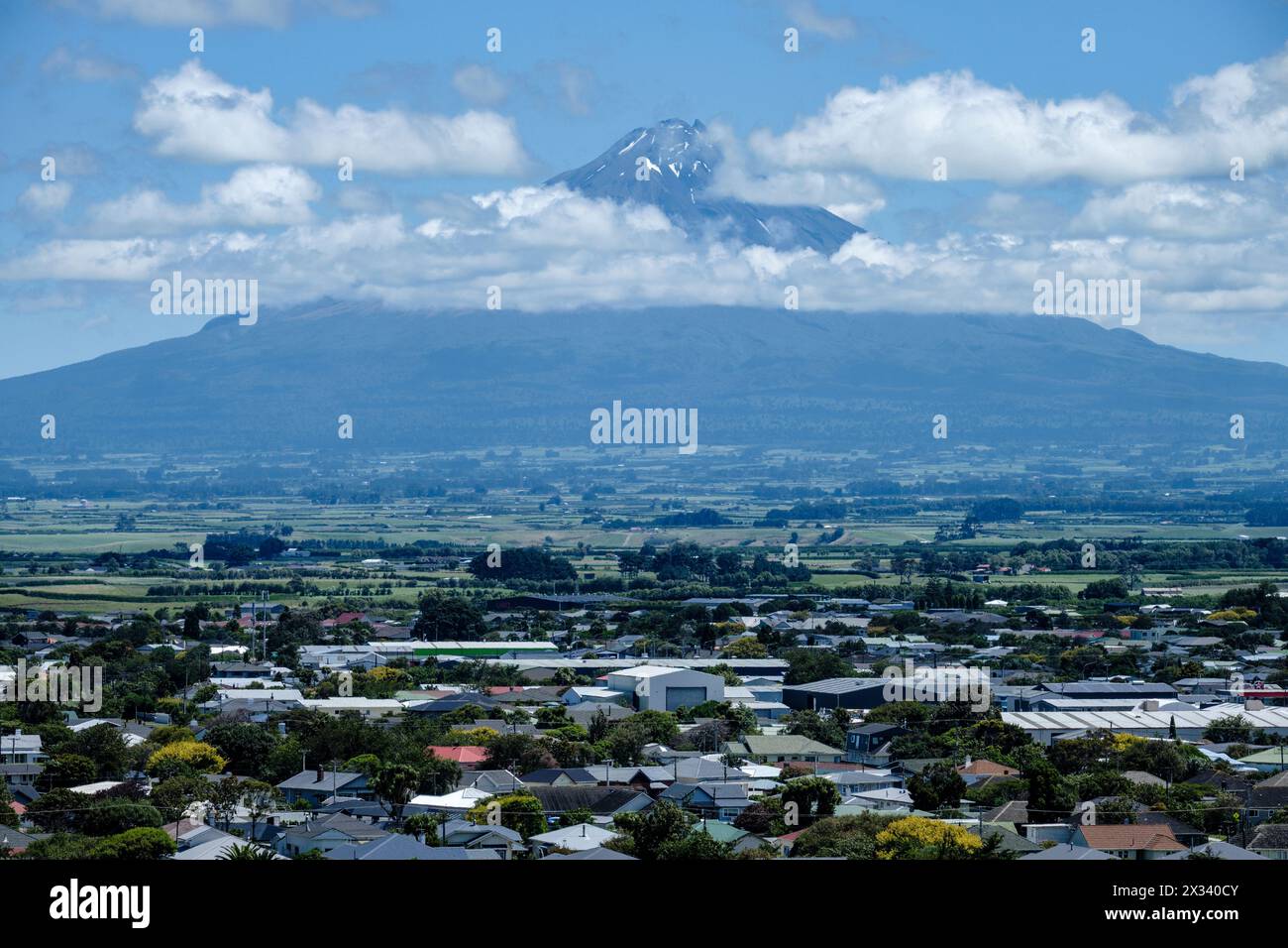 View from the Hawera Water Tower to Mt Taranaki, North Island, New ...